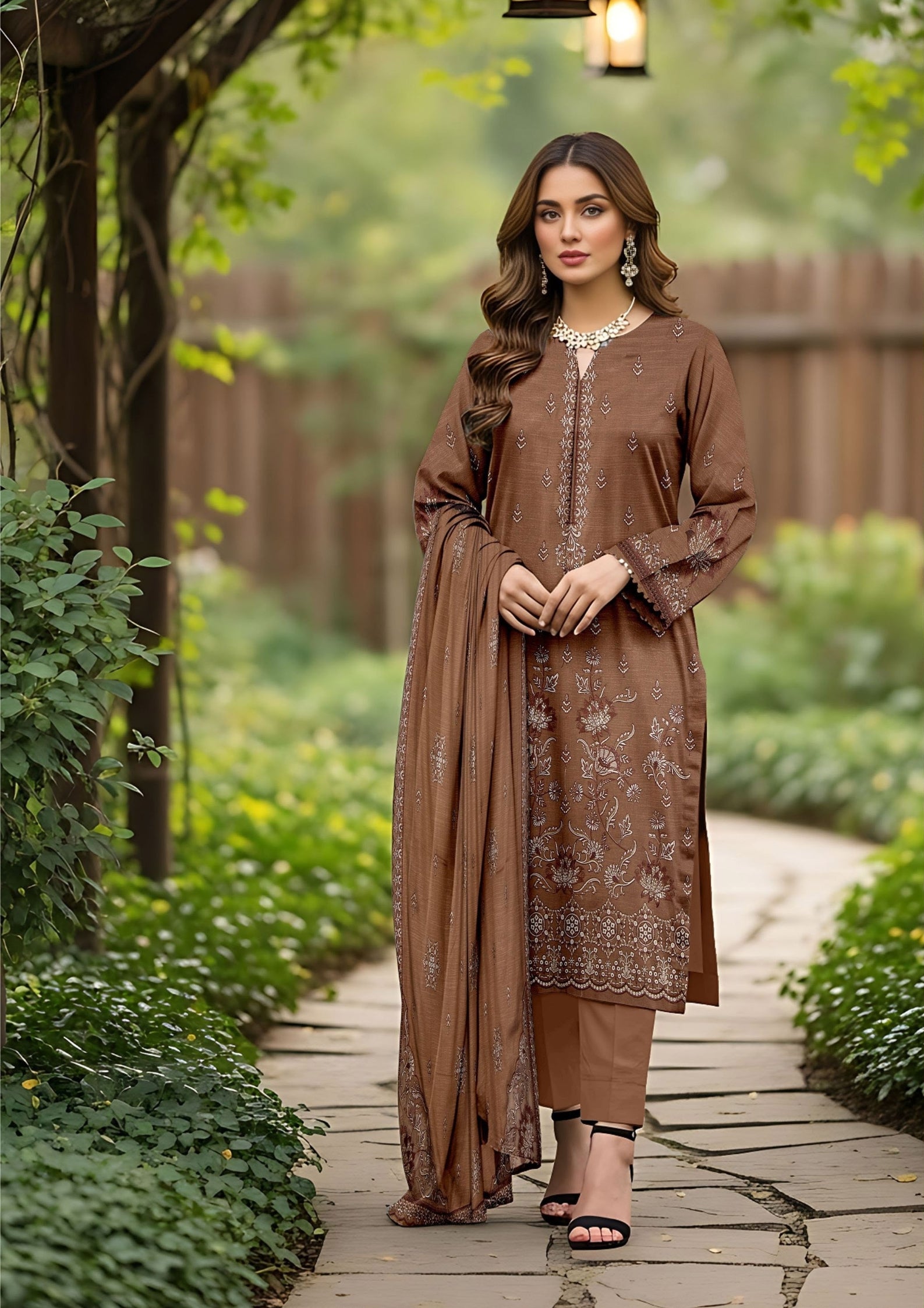 GULL-E-NOOR - Unstitched Embroidered Dhanak – Moncheri